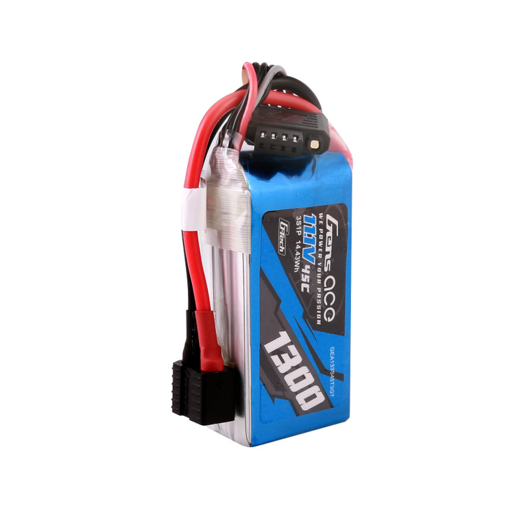 Gens ace 1300mAh 3S 45C 11.1V G-Tech Lipo Battery Pack with EC3 and ...
