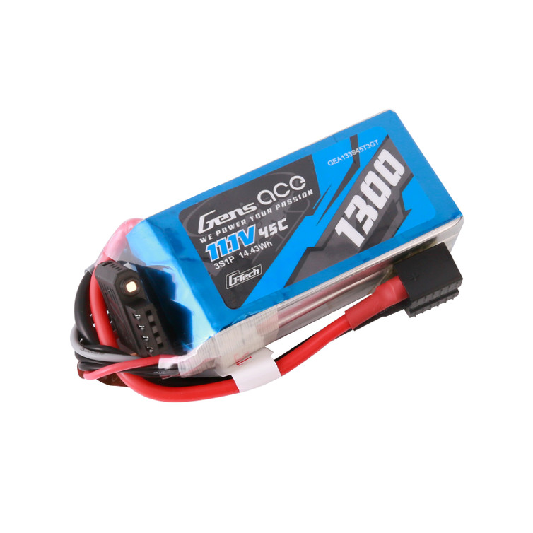 Gens ace 1300mAh 3S 45C 11.1V G-Tech Lipo Battery Pack with EC3 and ...