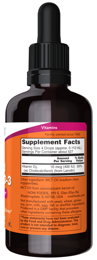 Liquid Vitamin D-3 (2 fl oz.) | NOW Brand | Bulk Apothecary