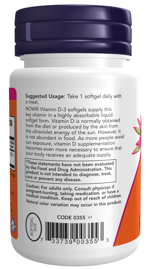 Vitamin D-2000 IU - 120 Soft Gels | NOW Brand Vitamins and Supplements