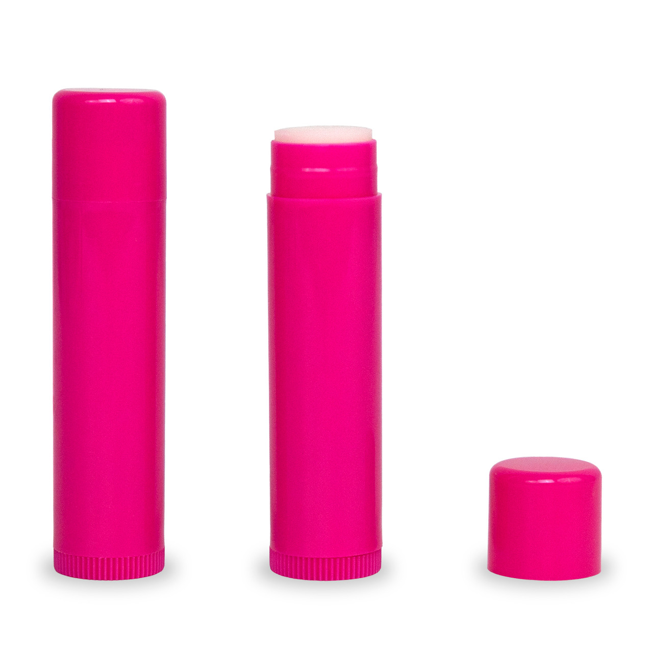 Filled and Unlabeled Pink Stick Lip Balm Tubes - Bulk Apothecary