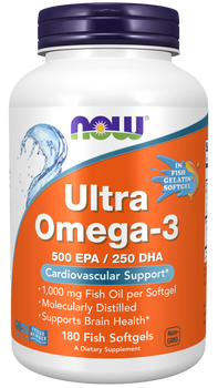 Ultra Omega-3 Fish Oil - 180 Soft Gels | NOW Brand Vitamins and Supplements