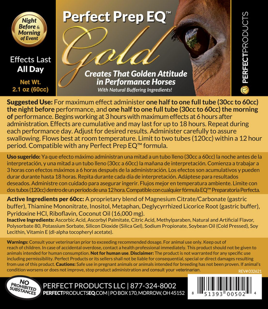 Perfect Prep EQ GOLD Calming Paste- Horse Supplements