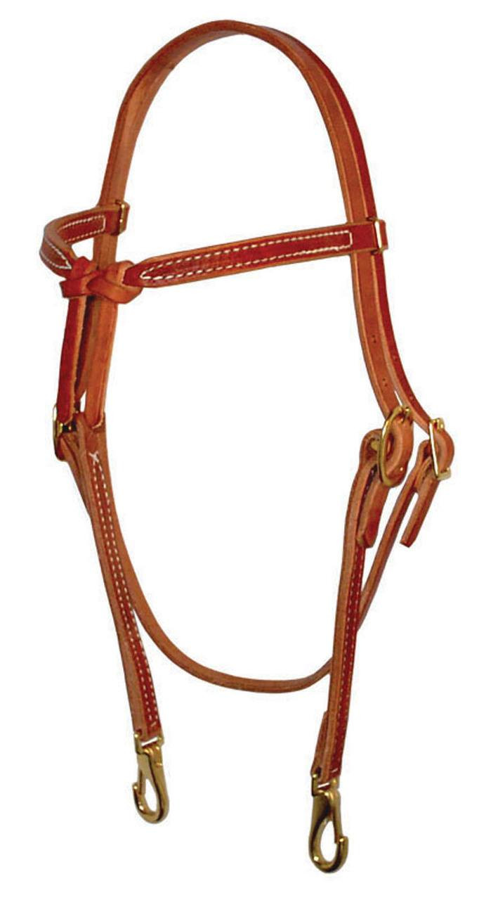 Berlin Knot Brow Oiled Headstall, Snaps- Western Tack