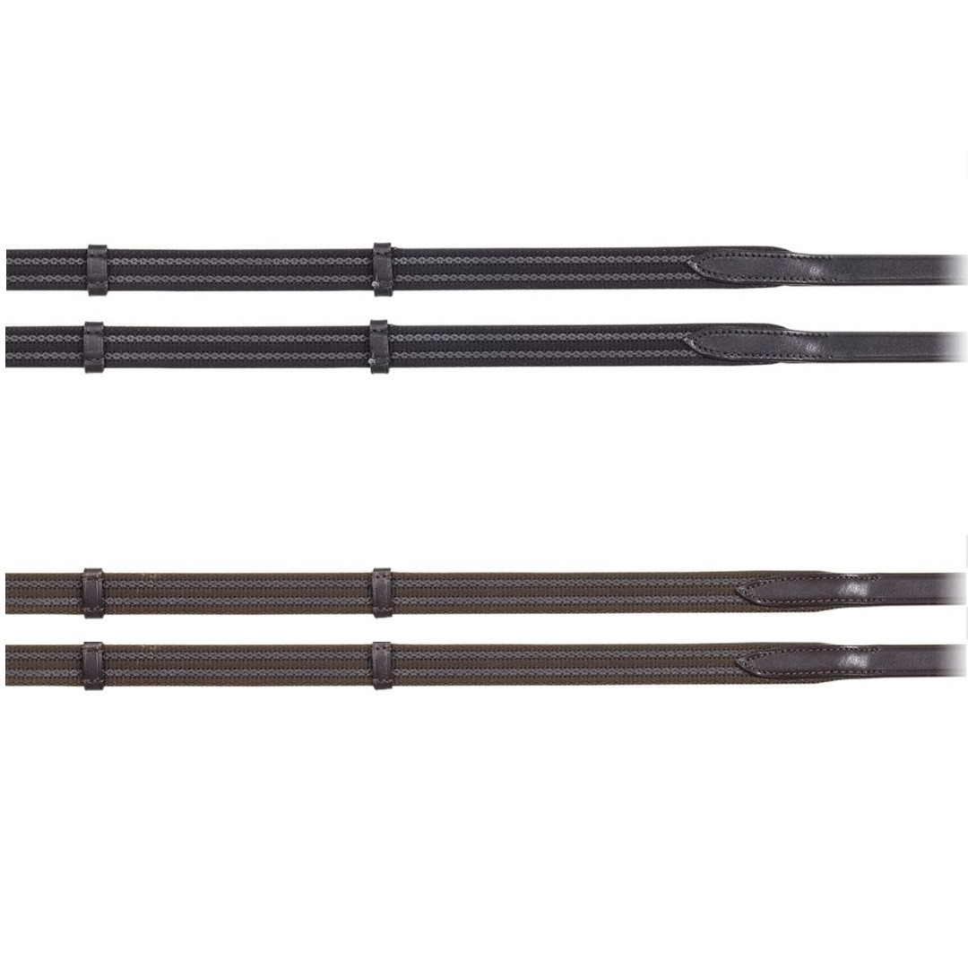 Camelot Rubberized Reins w/ Stops- English Reins