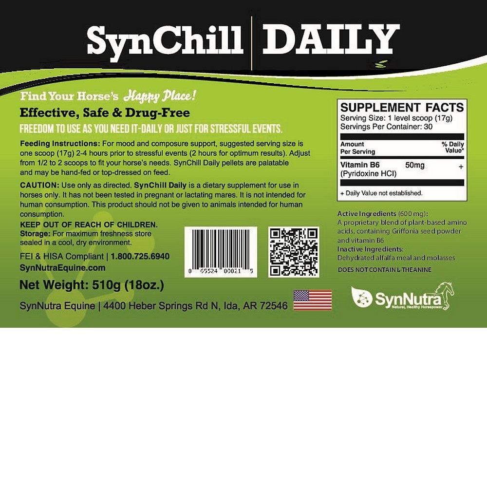 SynChill Daily Horse Calming Pellets- Natural Equine Supplements