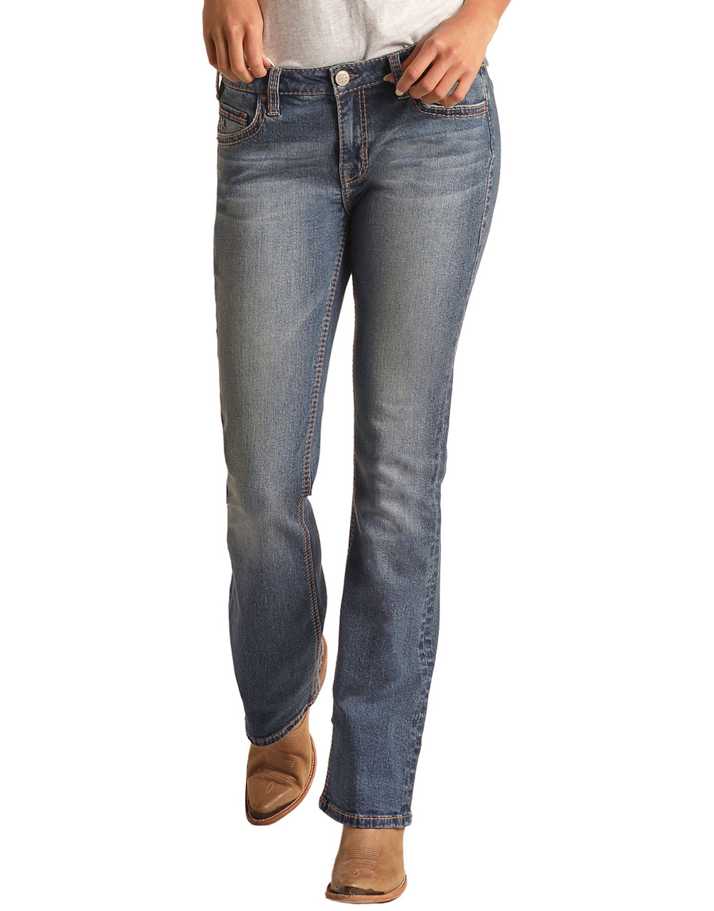 Rock And Roll Denim Hooey Mid Rise Jeans Ladies Western Jeans