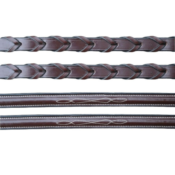 Black Oak Pony Fancy Stitch Laced Reins- English Reins