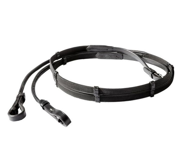Kavalkade Rolled Rubberized Reins with Stops- Horse Tack