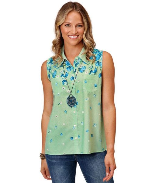 Roper Southwest Floral Sleeveless Shirt- Western Clothes