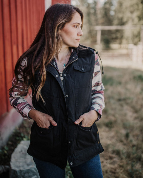 Outback Trading Tess Vest with Hood- Ladies Outerwear