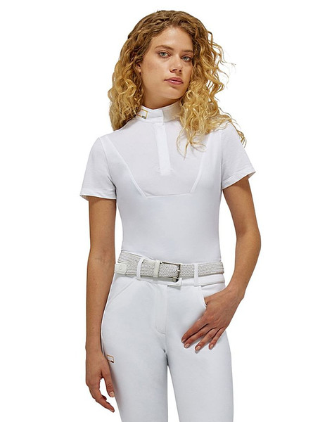 Rider's Gene Button SS White Competition Polo- Equestrian Shirts