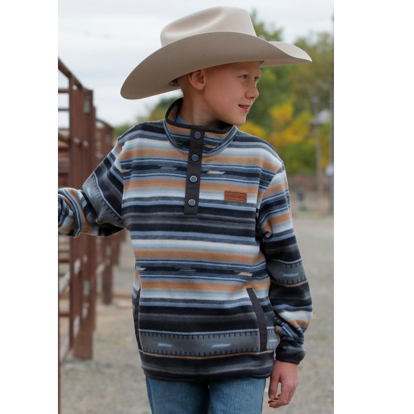 Boys Cinch Striped Fleece Pullover- Kids Sweaters
