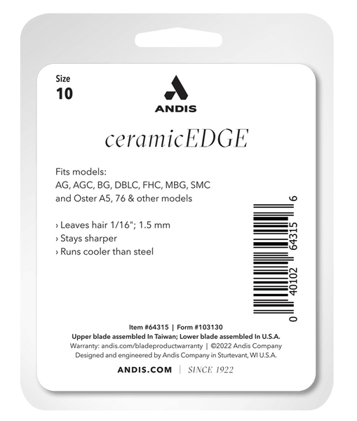 Andis Ceramic Edge AG #10 Blades- Clipper Blades