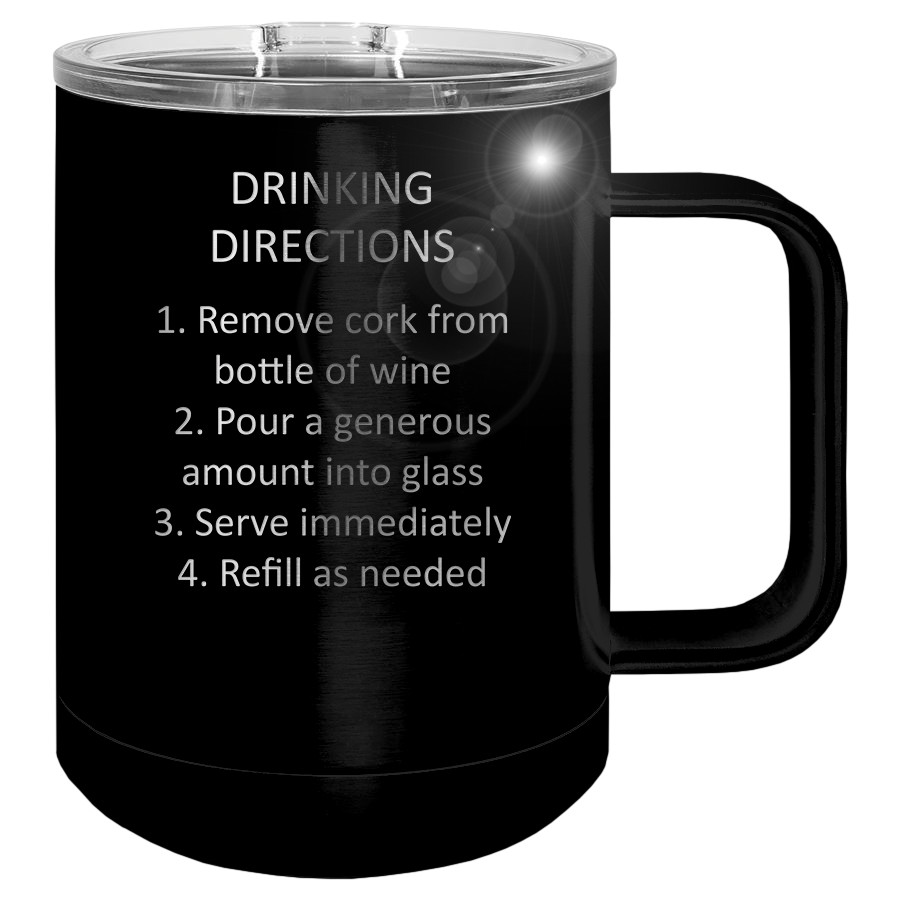 Drinking Directions- Metal Wine Glass - Jefferson St. Designs