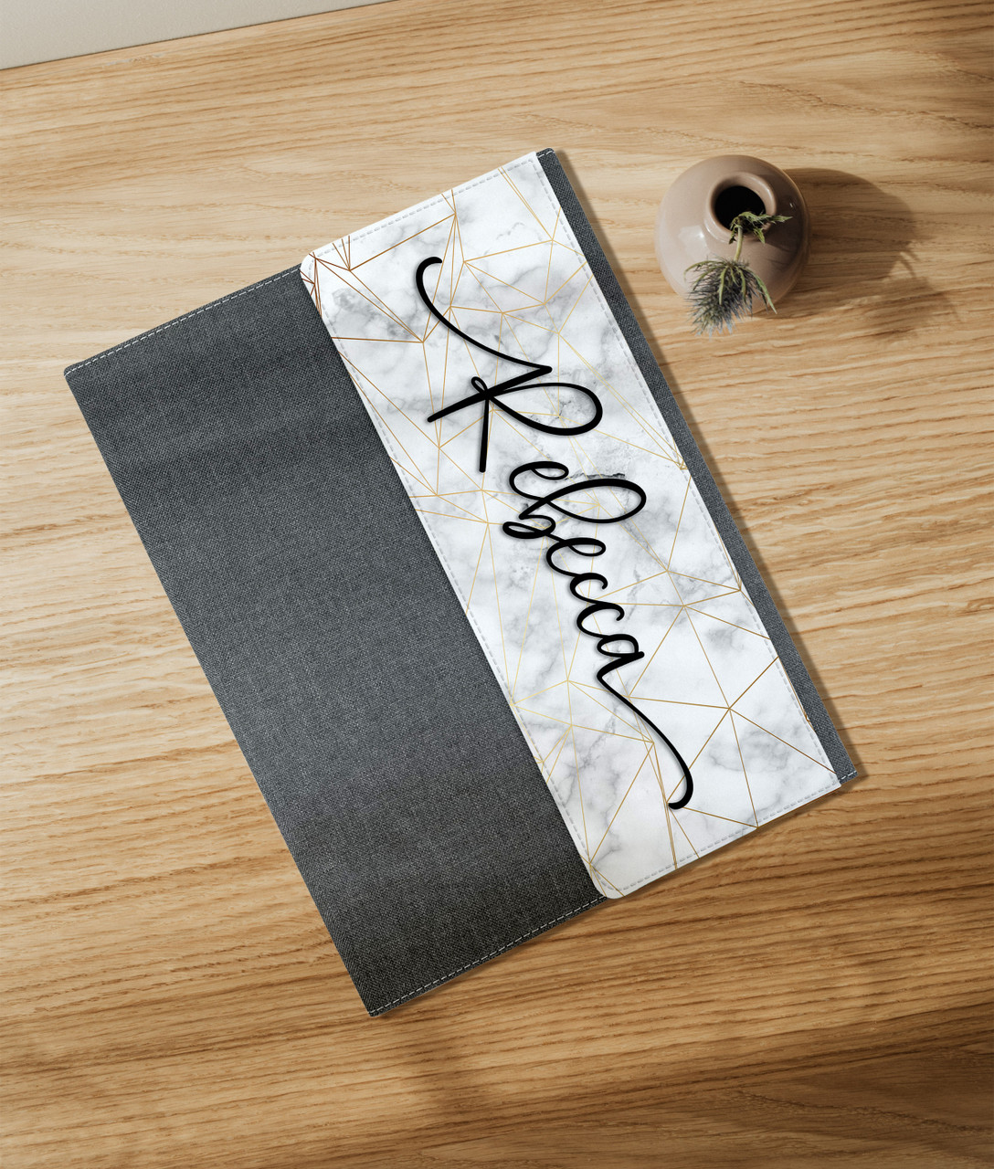 Personalized Marble Portfolio Fold Over Cover with Note Pad - Jefferson ...