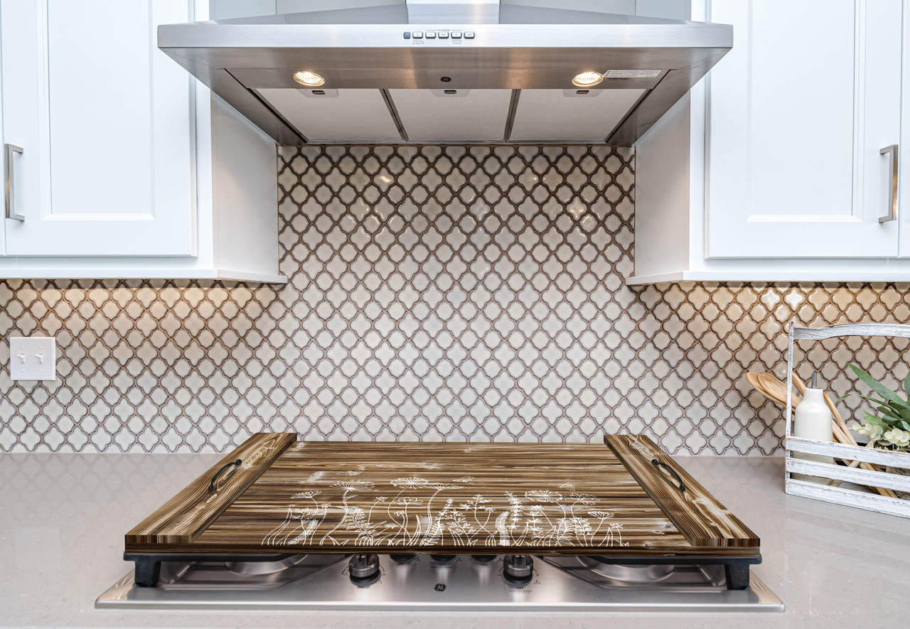 Floral Garden Bees - Noodle Board Stove Top Cover - Jefferson St. Designs