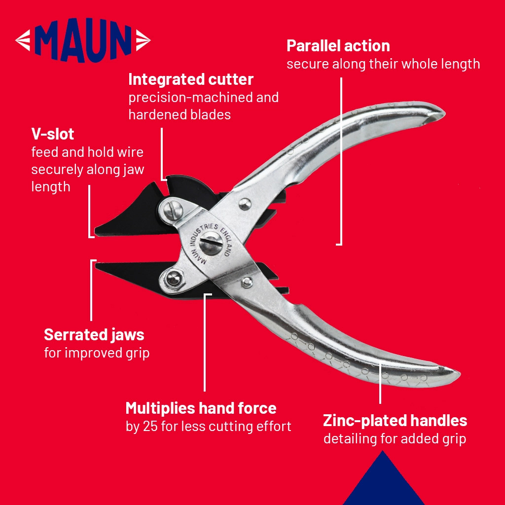 Side cutter parallel plier for hard wire 140 mm - Maun