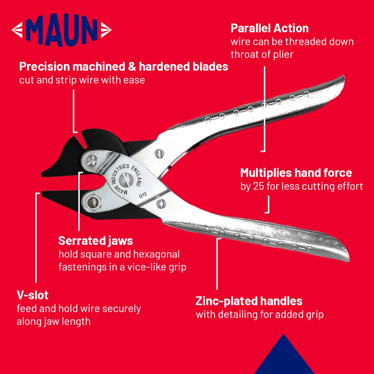 Side cutter parallel plier for hard wire 200 mm - Maun
