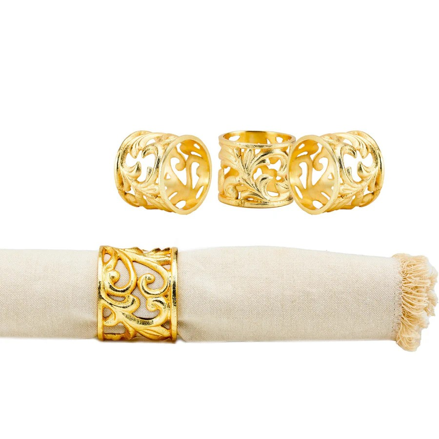 20th Century Baroque Gold Napkin Rings - Set of 4