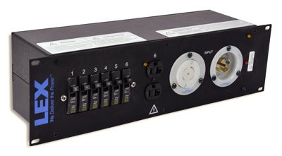 Lex 2RU Rack Mount Power Distribution, L21-30 In/Thru to (4) L5-30 and ...