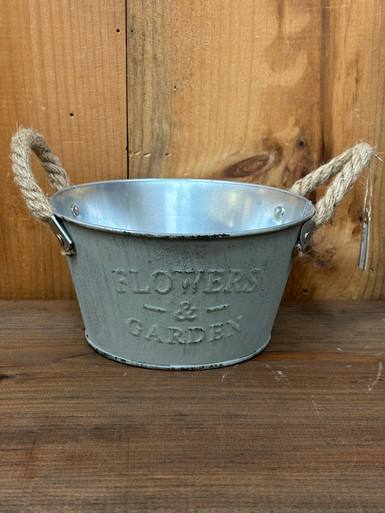METAL BUCKET PLANTER 6 .5 "_GRAY - SFM SHOP