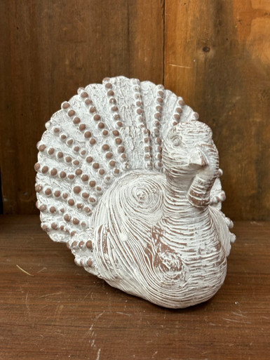 White Resin Turkey 6"x6.25"x5" - Sturbridge Flea Market