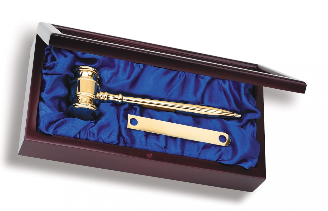 8" Deluxe Solid Brass Gavel Set - Bridgewater Trophy