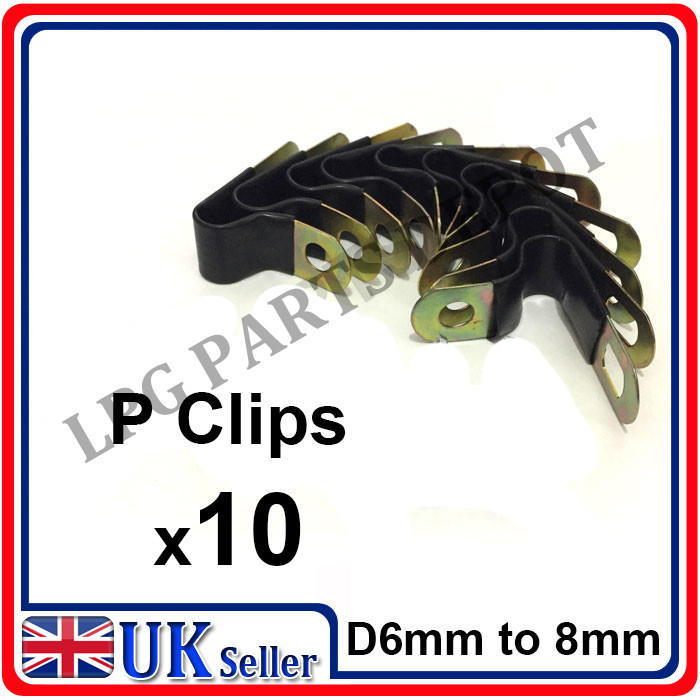 10x P-Clips 6mm-8mm for Gas LPG water hose pipe cable