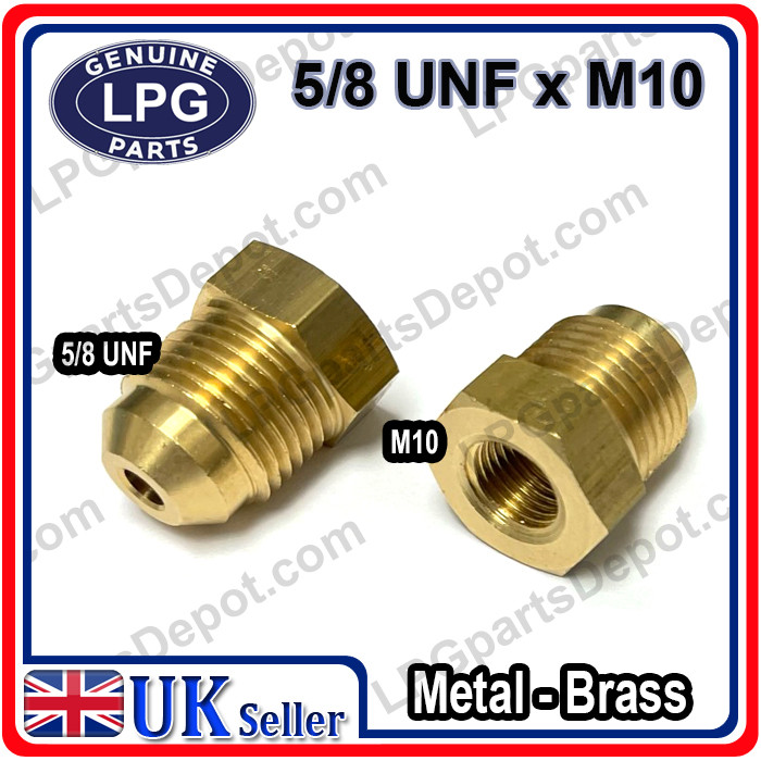 5/8" UNF x M10 Metal BRASS connector threaded coupling reducing propane ...