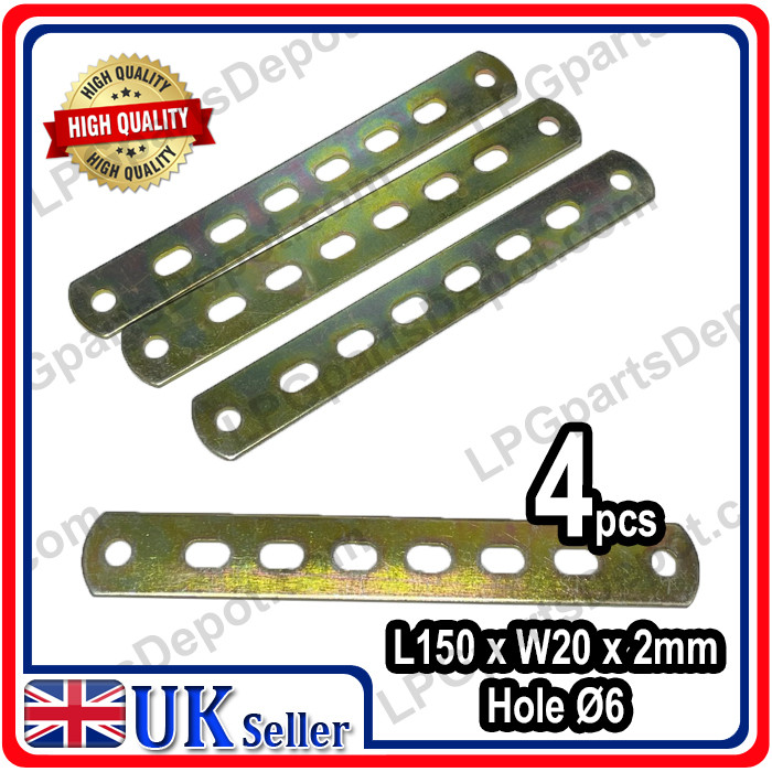 4x METAL STRIPS with holes D6 150mm x 20mm Perforated Mounting Bracket