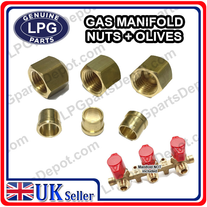 8mm Olives + NUTS Brass SET of 3 for TRUMA gas manifold caravan ...
