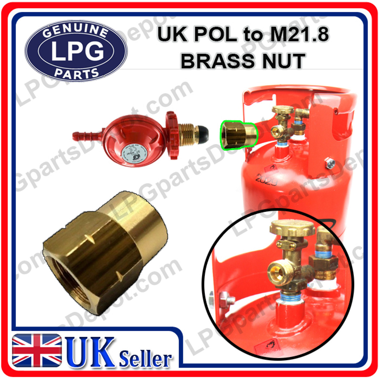 UK POL x 21.8mm gas bottle adaptor connector POL 5/8" to Gaslow Gasit ...