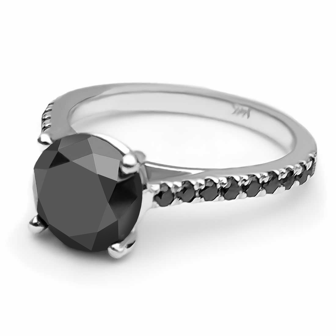 Black Diamond Solitaire Vintage Style Engagement Ring