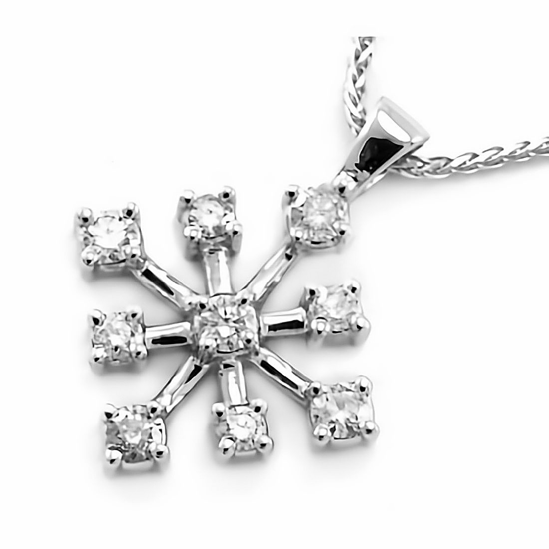 Fine 0.60ct Diamond Snowflake Pendant Necklace 14k Gold