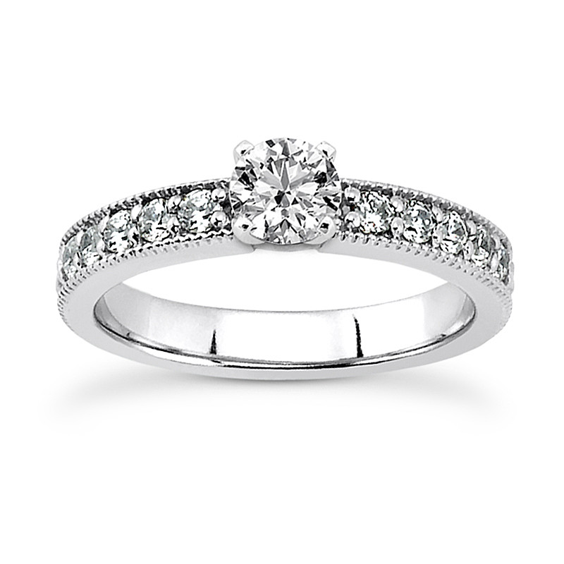 Diamond Halo Engagement Ring Vintage-Style Octagon Setting