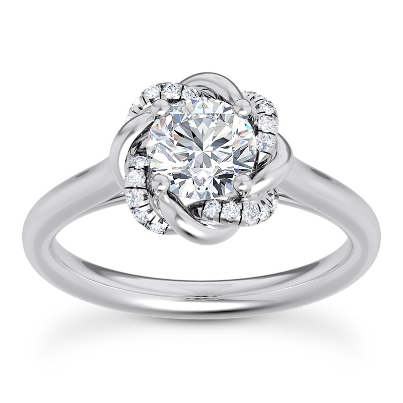 Diamond Halo Engagement Ring Vintage-Style Octagon Setting