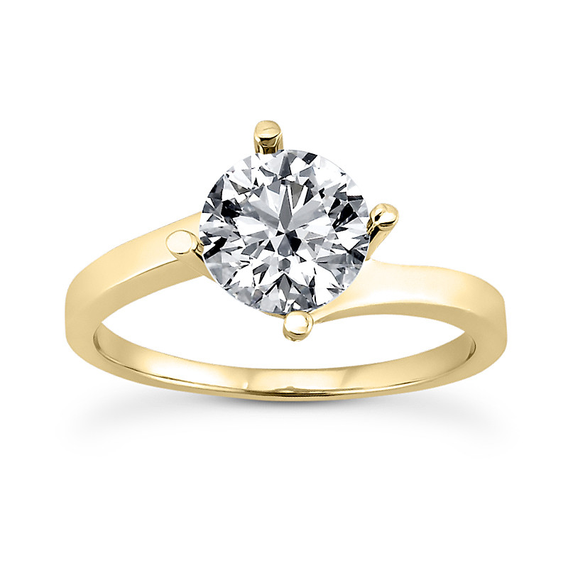 Fancy 4-Prong Twist Solitaire Engagement Ring Mounting