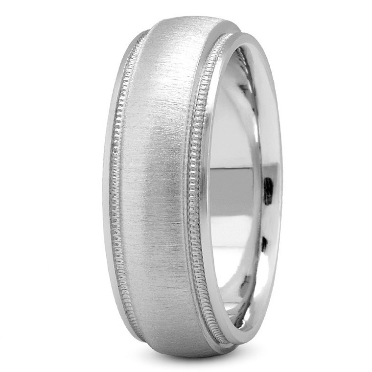 Satin/Brushed & Polished Wedding Band Ring 14k Gold