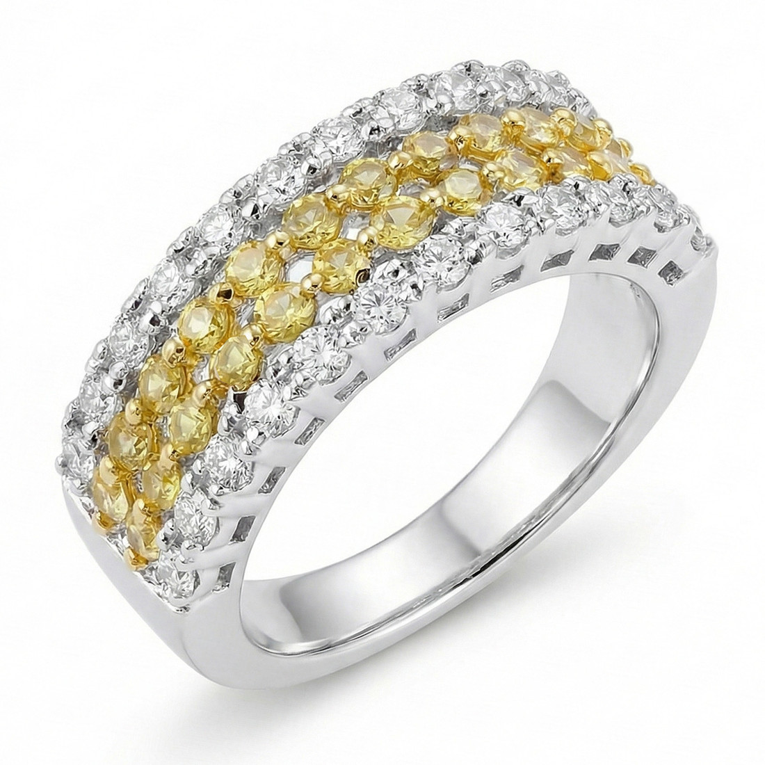 1.21ct Yellow & White Diamond Cocktail Ring 18k Gold
