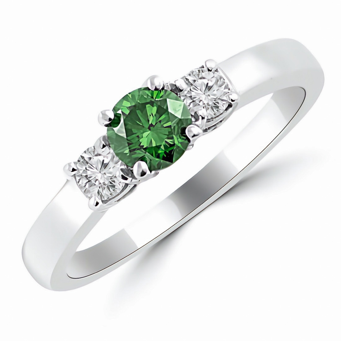 Dainty Green Diamond Bezel-Set Engagement / Promise Ring
