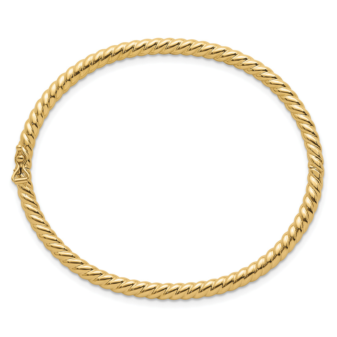 Hinged Twisted Rope Polished Bangle Bracelet 14k Yellow Gold