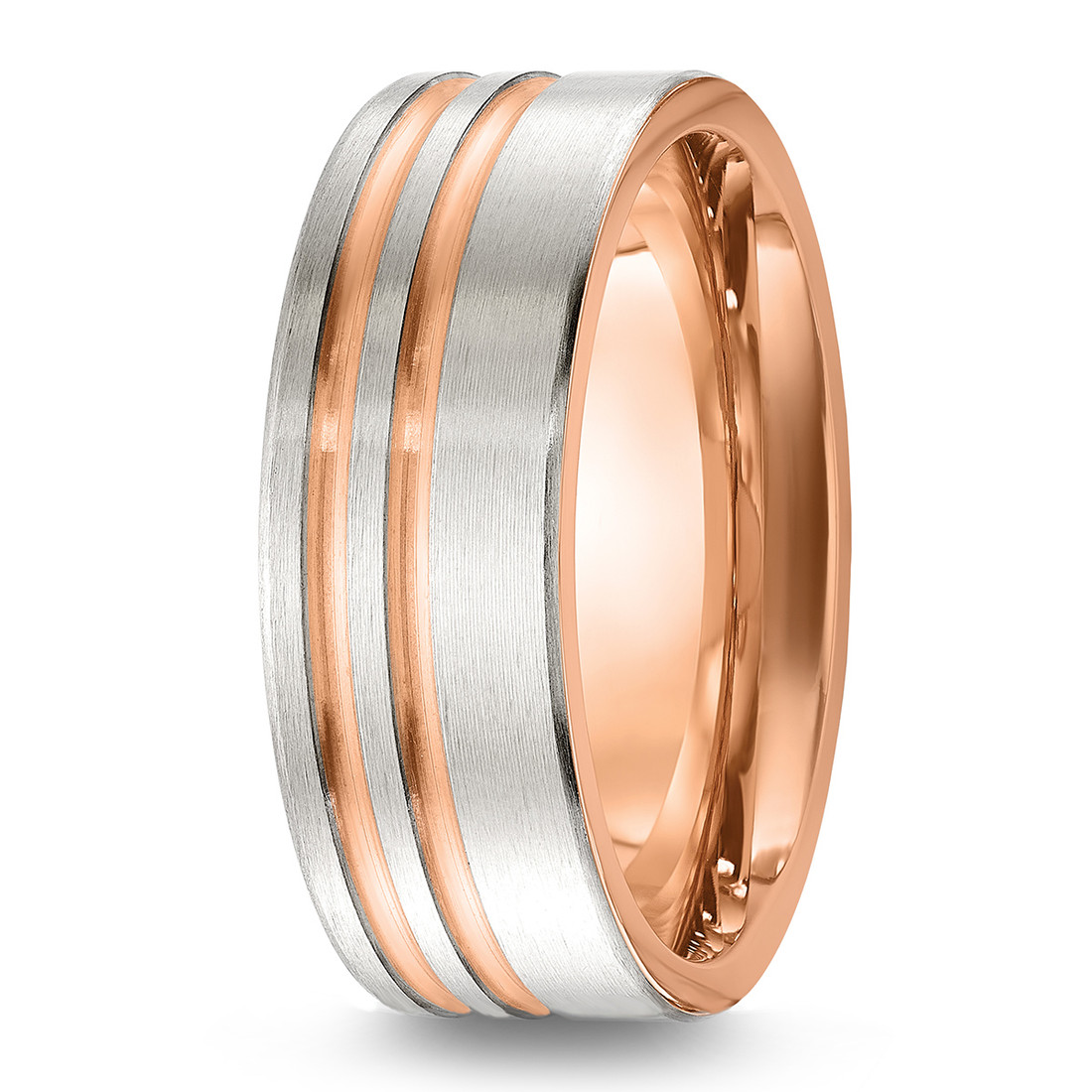 Hammered 18k Two-Tone Rose Gold Wedding Band Men's Ring