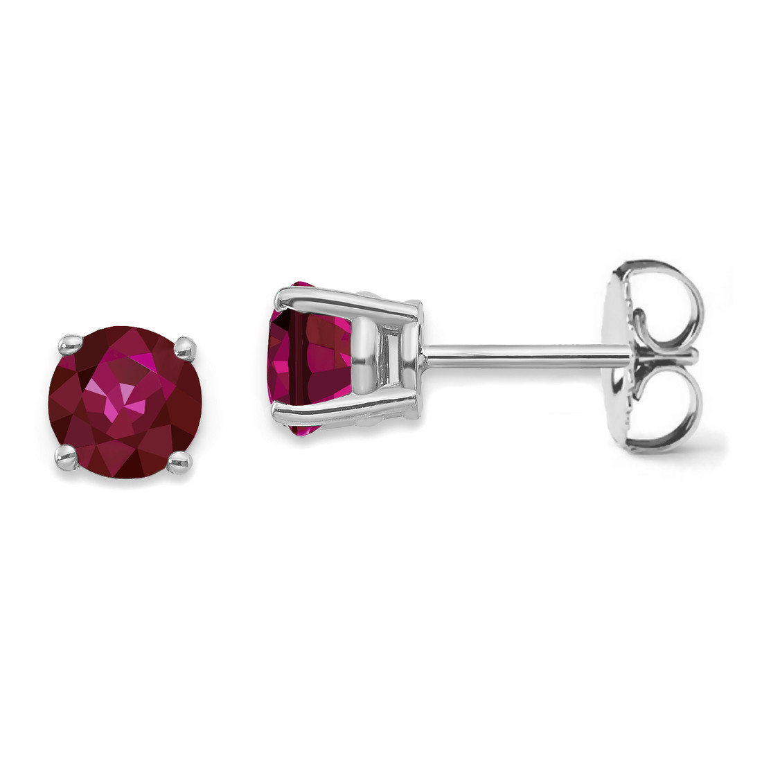 Fine Quality Natural Red Ruby Stud Earrings 14k Gold