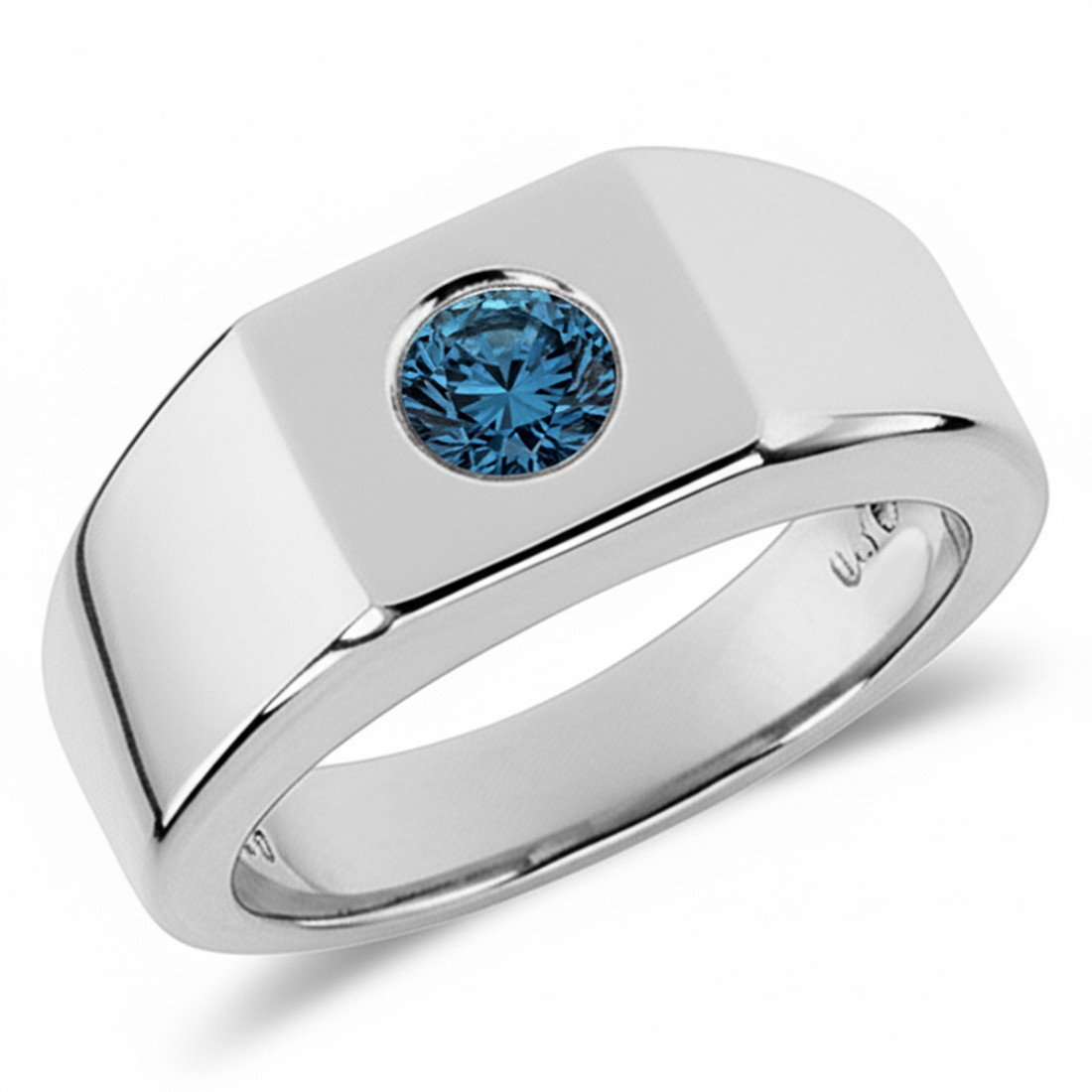 Unique 0.50ct Fancy Blue Diamond Men's Solitaire Ring