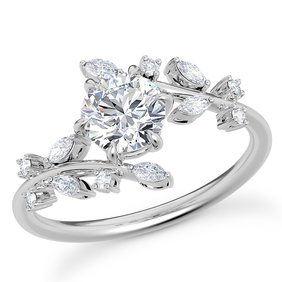 1 Carat Lab Grown Diamond Floral Halo Engagement Ring
