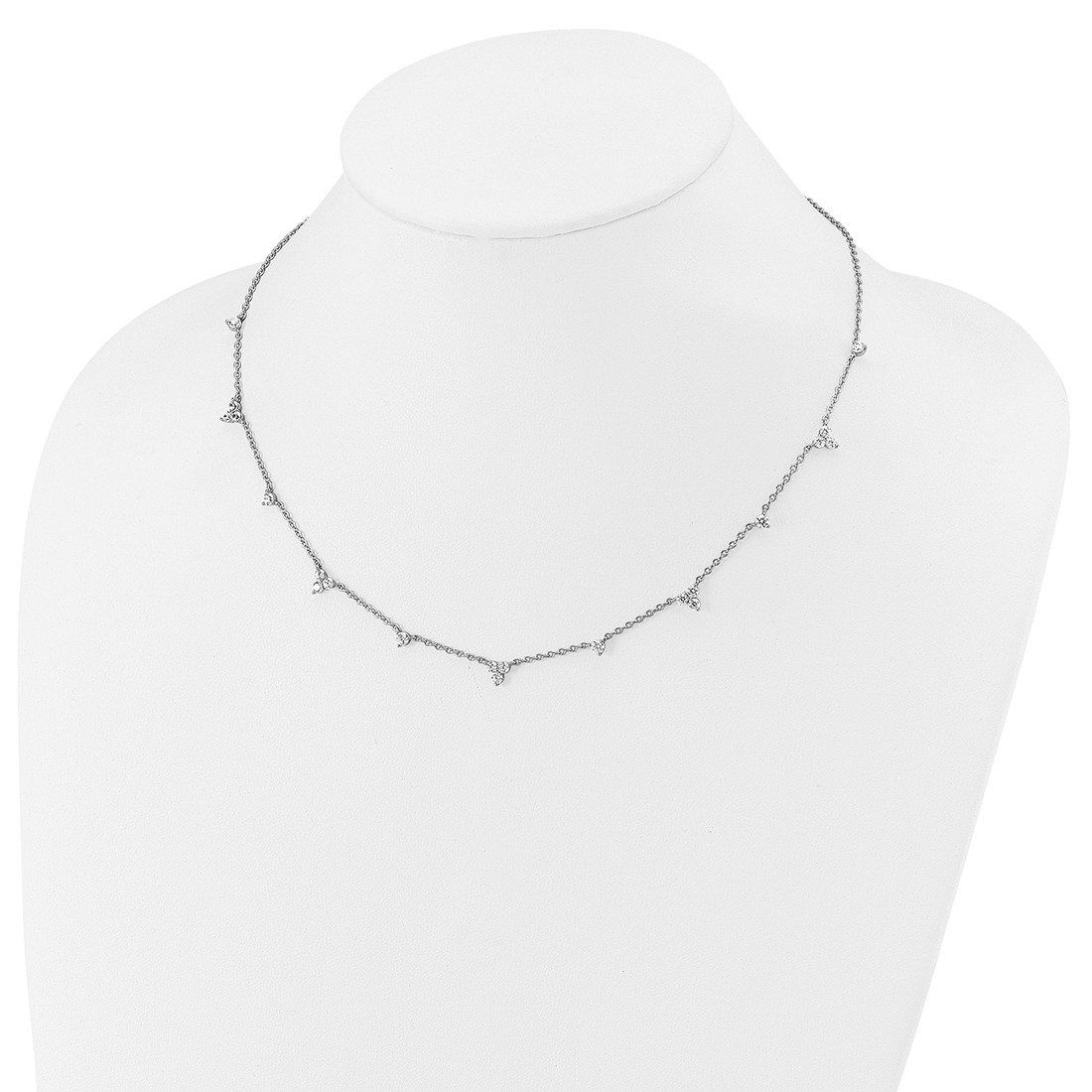 1.71ct Lab Grown Diamond Station Necklace 14k White Gold 18" Chain