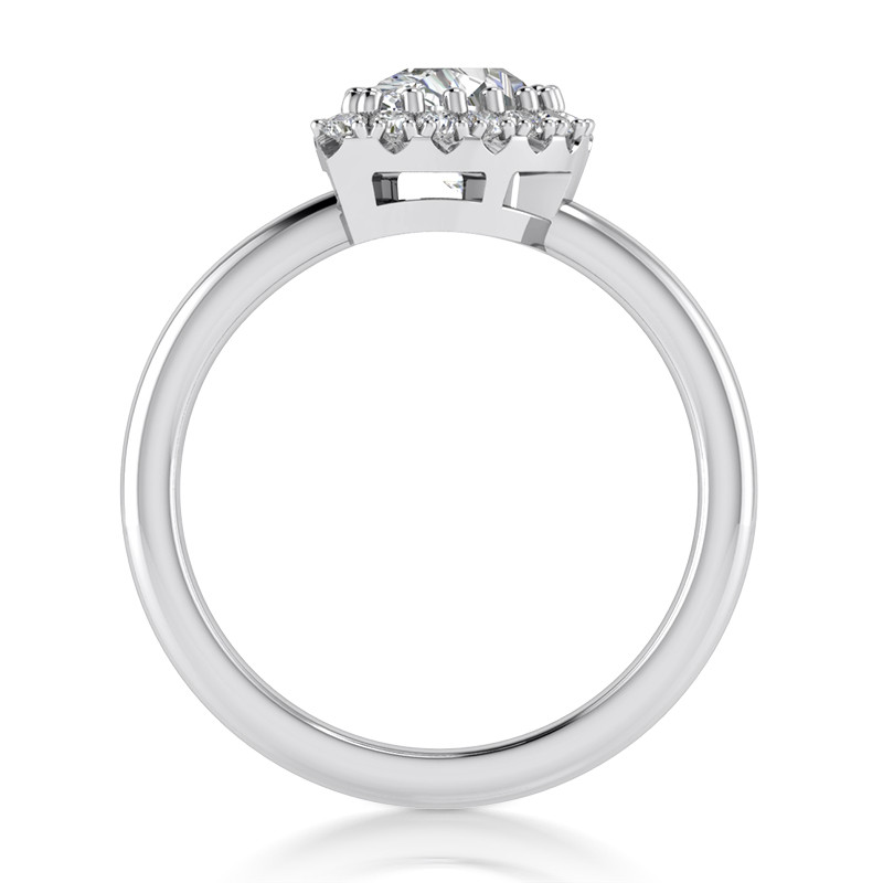 Slanted Pear-Shaped Diamond Halo Engagement Ring Setting