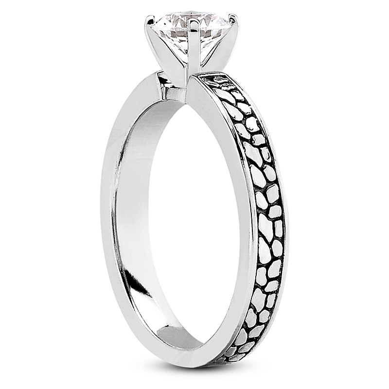 Fancy Solitaire Engagement Ring Setting Textured Band