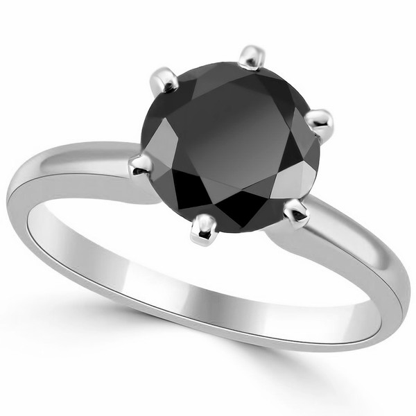 1.5 Carat Princess Cut Black Diamond Solitaire Engagement Ring